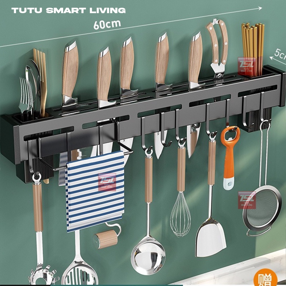 Jual TUTU Rak Dinding Dapur Stainless Steel / Rak Pisau Dapur Gantung ...
