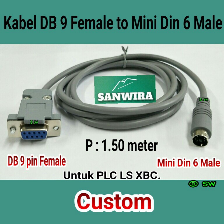 Jual Kabel PLC LS XBC DB 9 Female to Mini Din 6 Male (PS/2) - panjang 1 ...