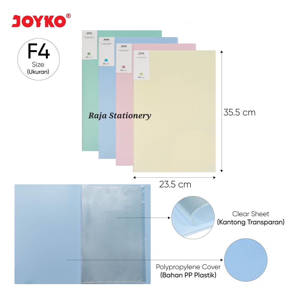 Jual JOYKO DOCUMENT KEEPER A4 F4 FOLIO CLEAR HOLDER PASTEL MAP DOKUMEN ...