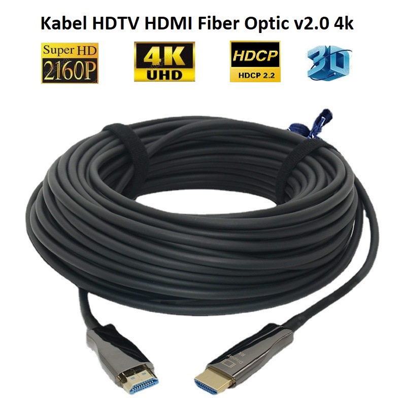 Jual Kabel HDMI Fiber Optic Active 50 Meter v2.0 Support 4k UHD HDR ...