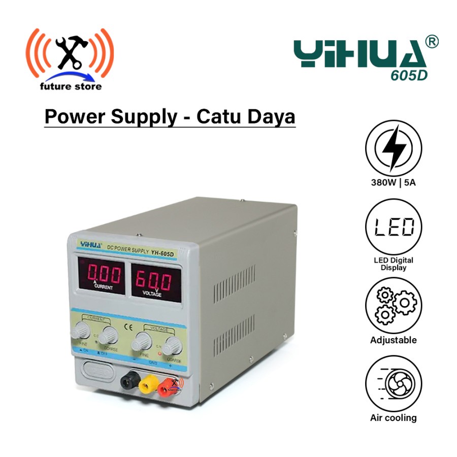 Jual YIHUA 605D DC POWER SUPPLY - CATU DAYA DC 60VOLT 5AMPER ORIGINAL ...