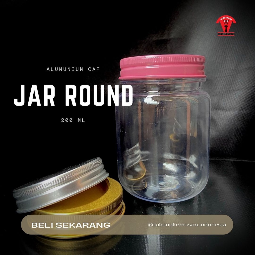 Jual Jar Round 200 ml Tutup Alumunium / Toples Bulat tutup alumunium ...
