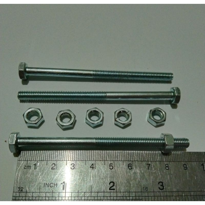 Jual 20 pcs baut + mur putih BMP 6 x 90 mm galvanis kunci 10 | Shopee Indonesia