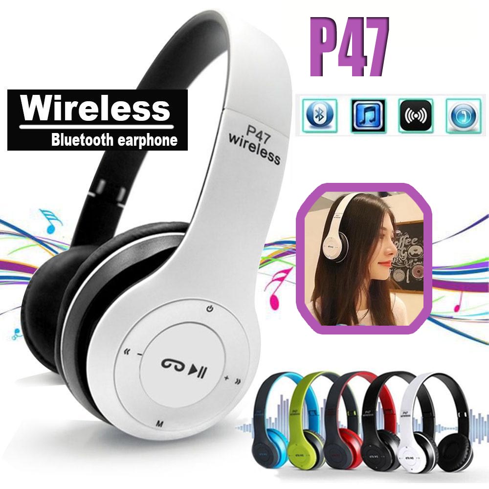 Jual Headset Bluetooth P47 Headphone Wireless Audio Stereo Earphone Bluetooth | Shopee Indonesia