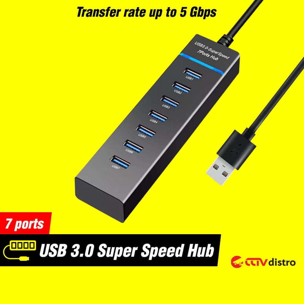Jual USB Hub High Speed 7 Port USB 3.0 2.0 Colokan USB3.0 PC Laptop Komputer | Shopee Indonesia