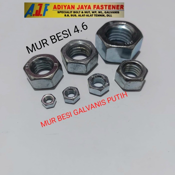 Jual MUR HEXAGON BESI (HEXAGON NUT) M.22 P.2,5 BESI GALVANIS PUTIH ...