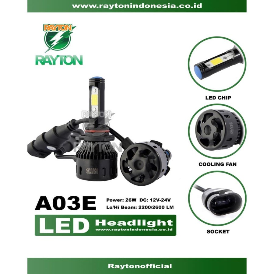 Jual RTD RAYTON LAMPU LED OTOMOTIF MOBIL A03E-H7 POWER 23 ORIGINAL WITH FAN | Shopee Indonesia