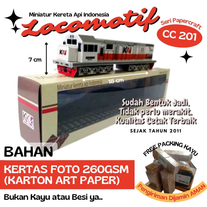 Jual miniatur kereta api - Lokomotif CC201 putih orens KAI (Papercraft ...