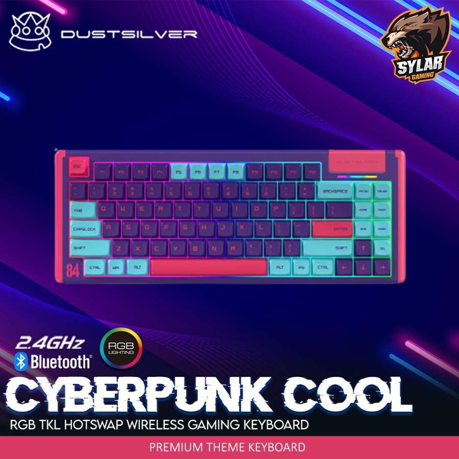 Jual DustSilver Cyberpunk Cool Purple RGB Hotswap Wireless Gaming ...