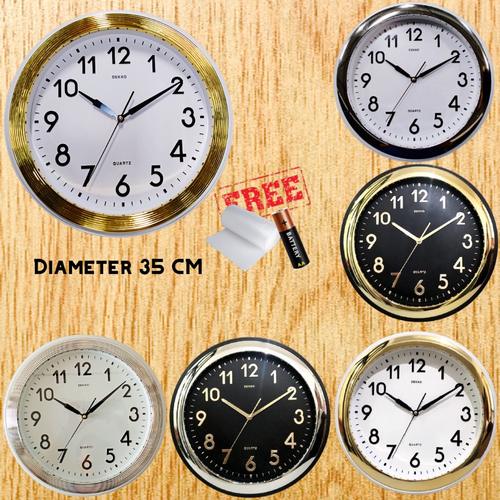 Jual Jam Dinding Quartz Besar Jumbo 35cm Elegan Aestetik Mewah Silver ...