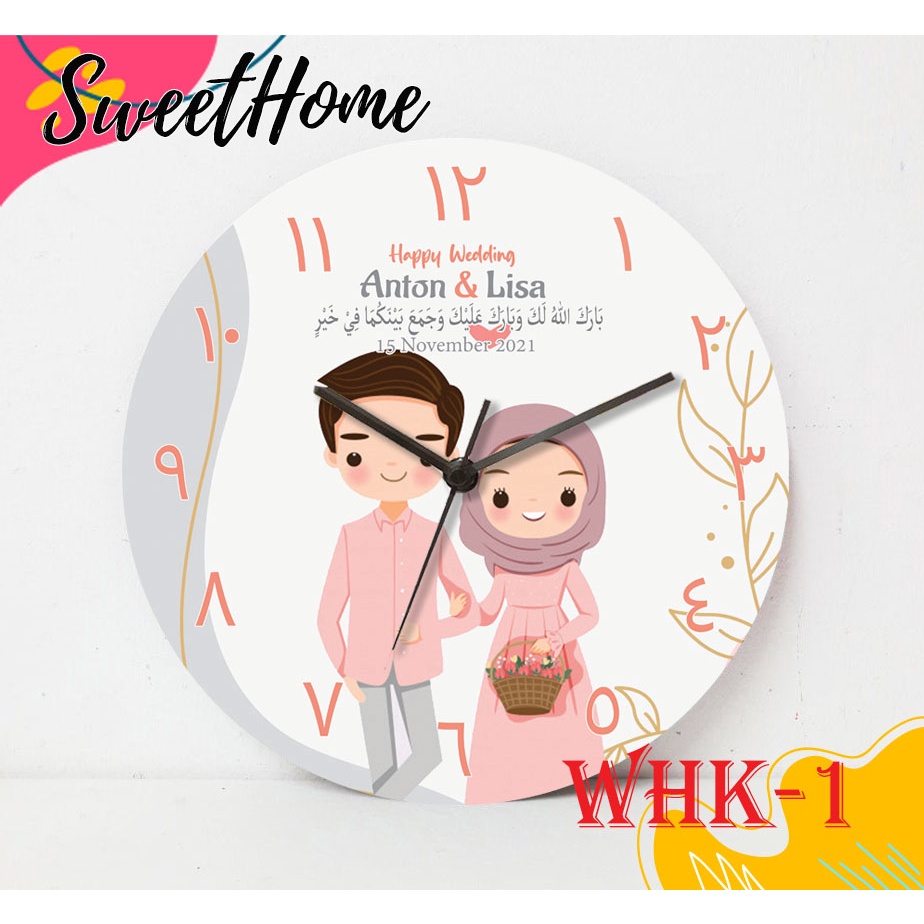 Jual Souvenir Jam Dinding Unik Custom Nama Kartun Hadiah Pernikahab ...