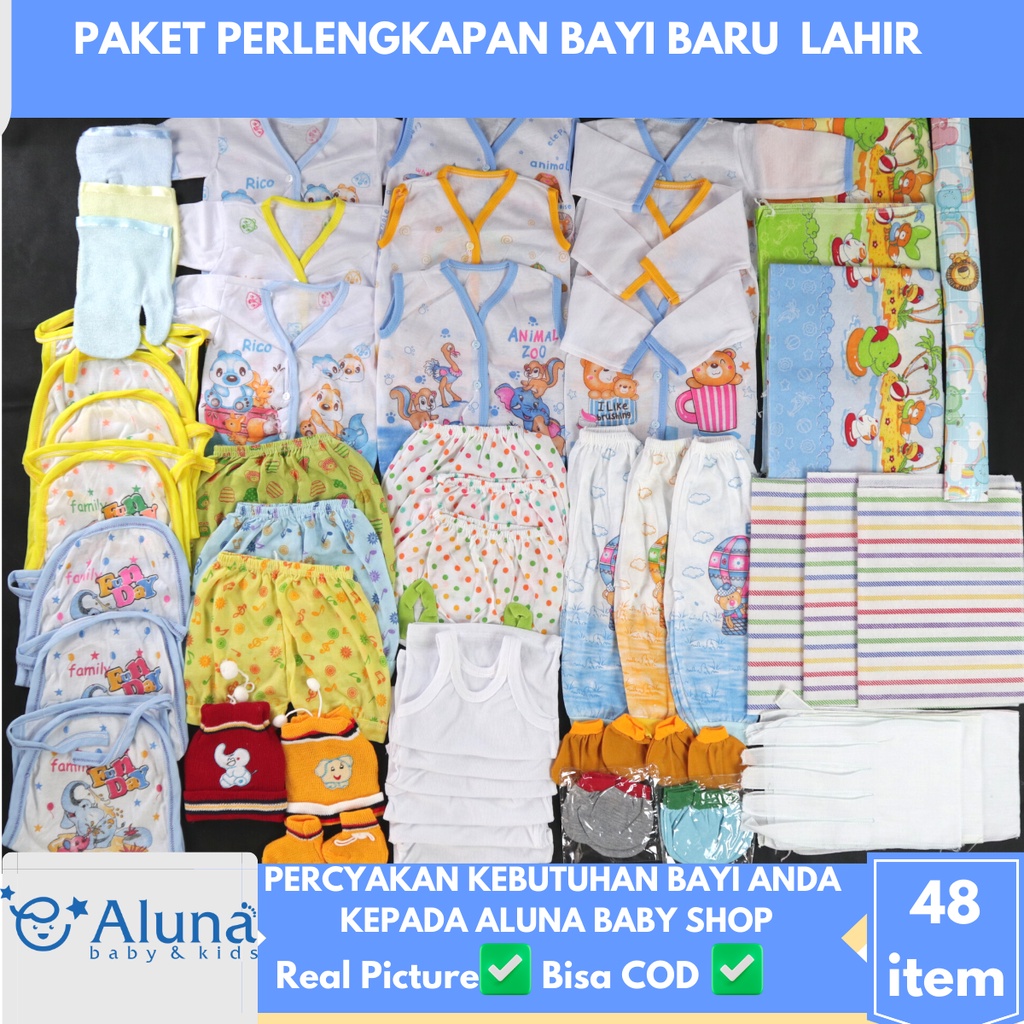 Jual Paket Pelengkapan Baju Bayi Baru Lahir Ekonomis 48 item Murah ...