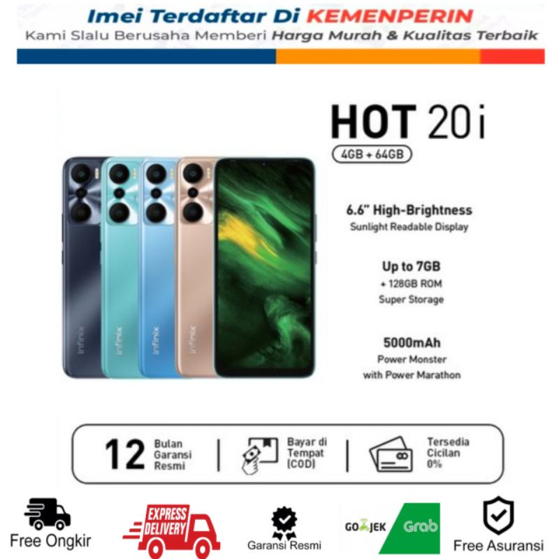 Jual INFINIX HOT 20i 4GB+64GB-HELIO G25 ORIGINAL GARANSI RESMI | Shopee Indonesia