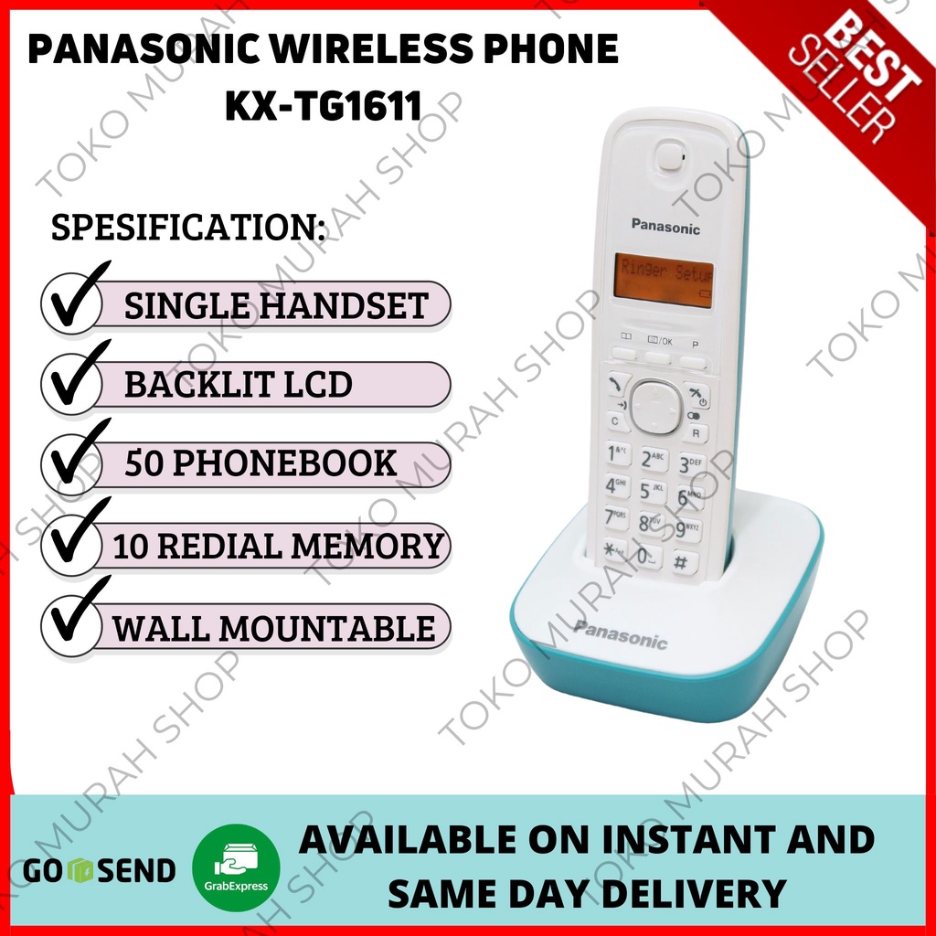 Jual Telephone Rumah Wireless Panasonic KX-TG1611 (Cyan) | Shopee Indonesia