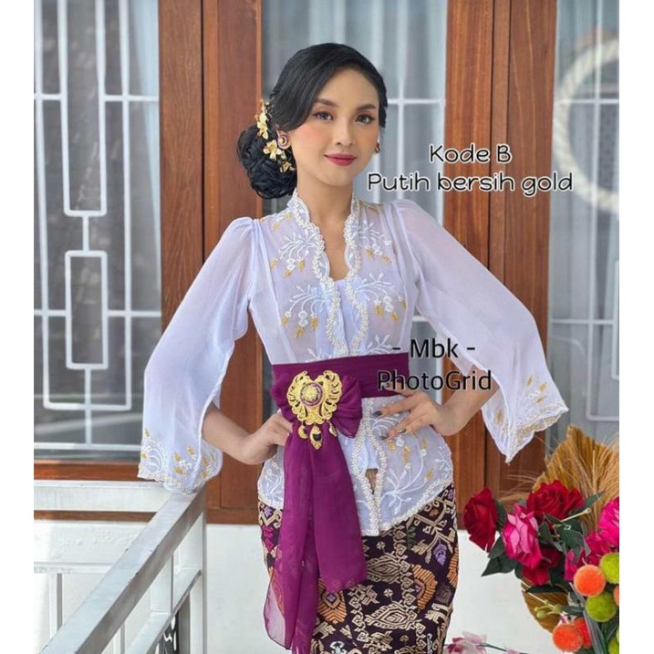 Jual kebaya bordir padi mas tangan pecah silver &gold | Shopee Indonesia
