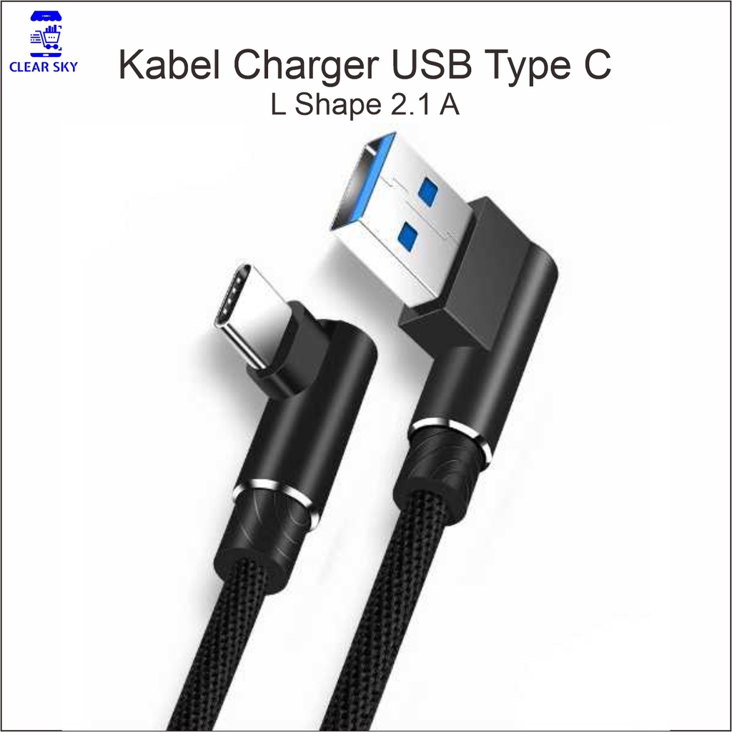 Jual Kabel Charger USB Type C L Shape Cable 2.1A 1 Meter | Shopee Indonesia