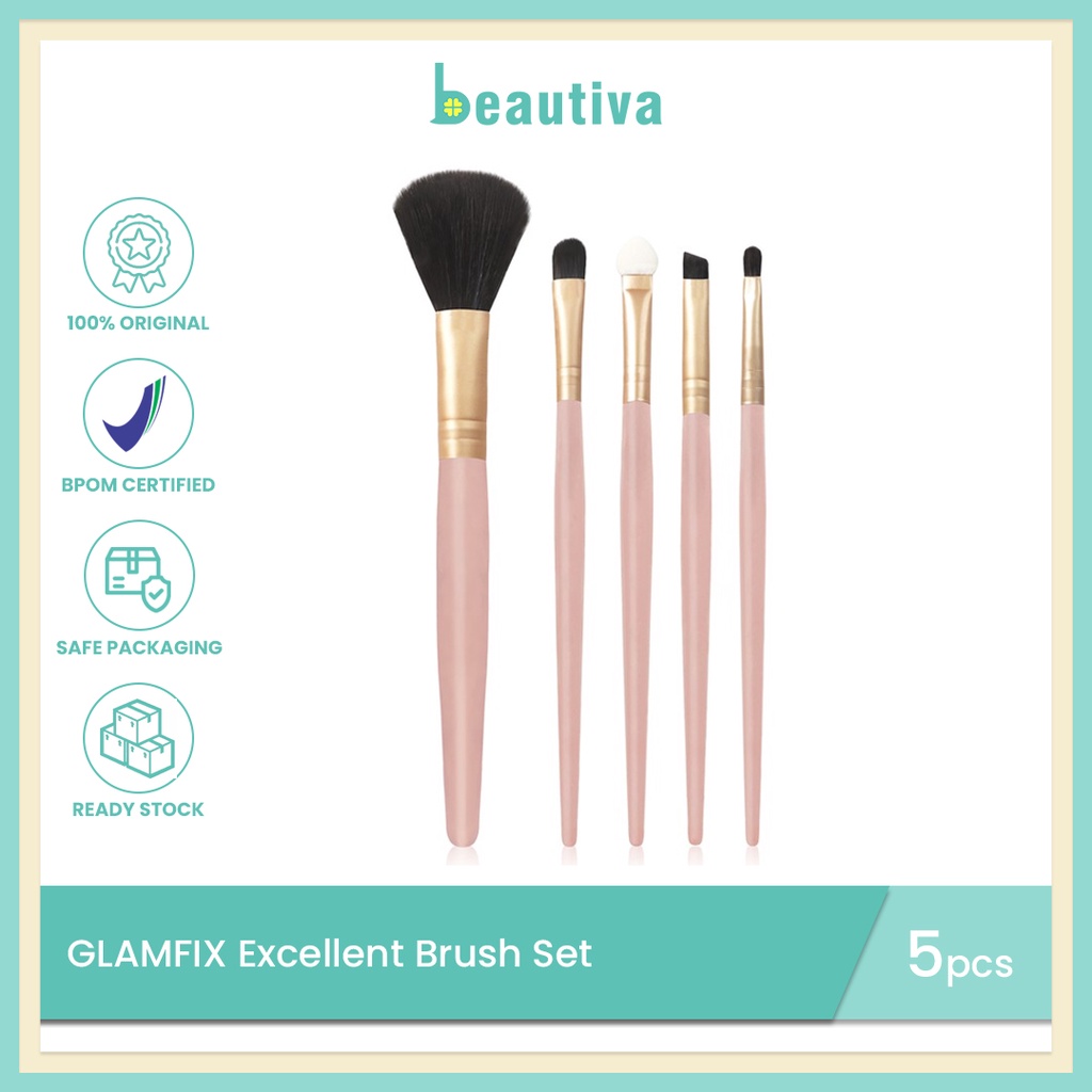 Jual GLAMFIX Excellent Brush Set Make Up 5 Pcs | Shopee Indonesia