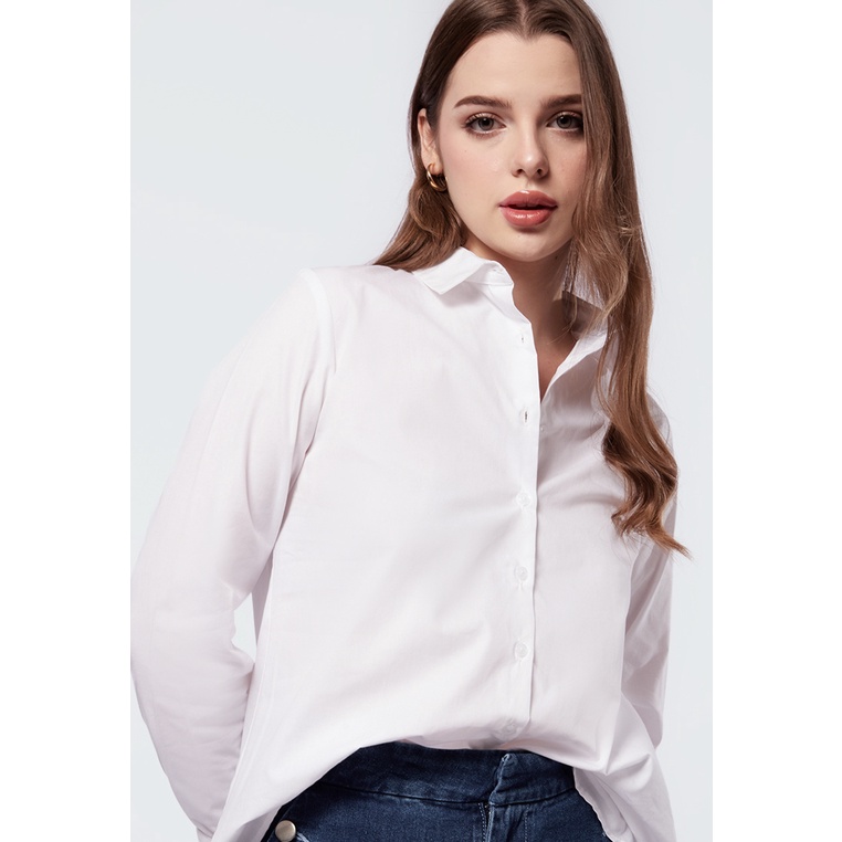 Jual Executive Basic Long Sleeve Cotton Shirt Off White | Shopee Indonesia