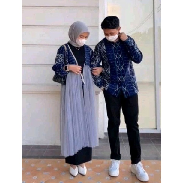 Jual (READY STOCK) OUTER BIRU baju tenun couple - set couple tenun ...