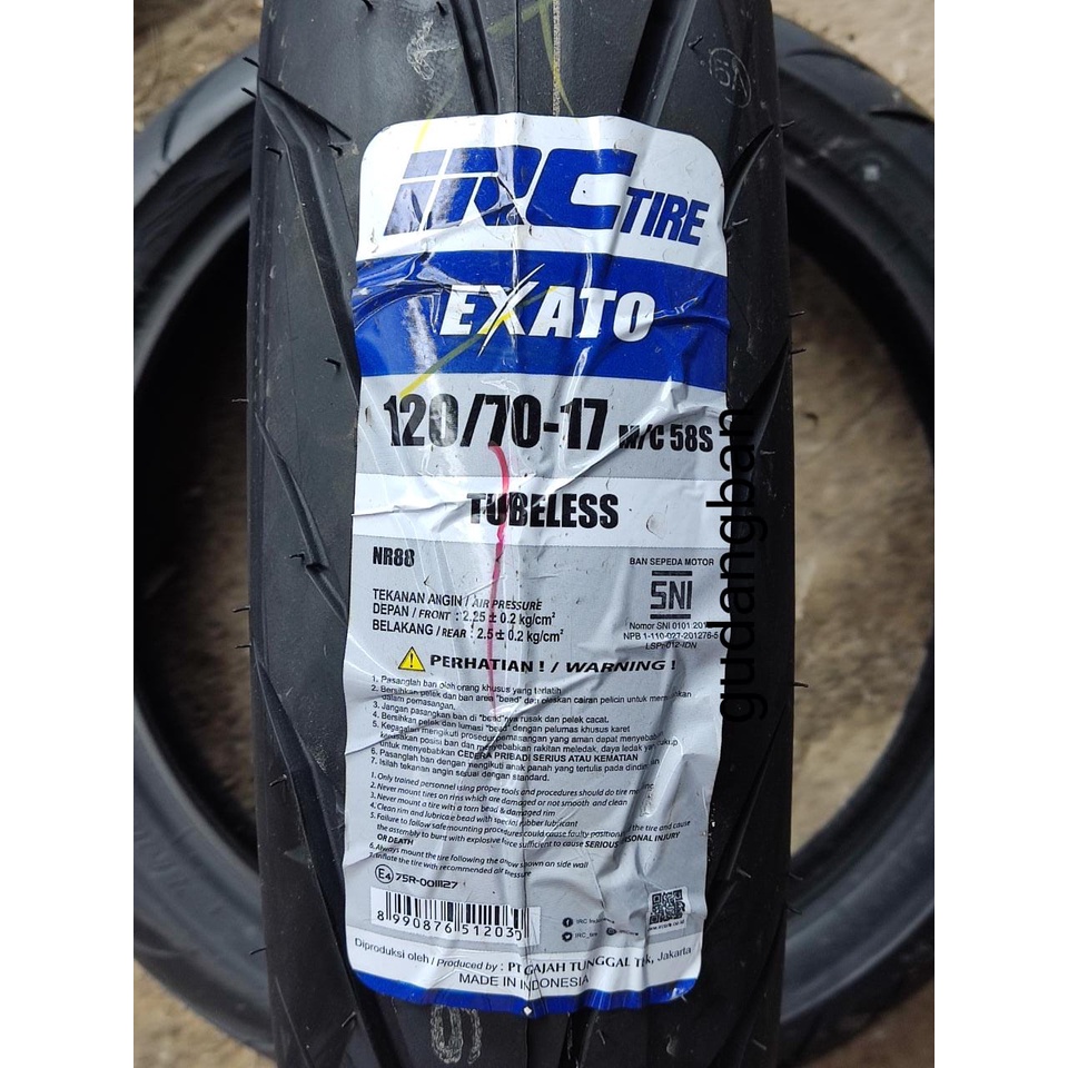 Jual ( RING 17 ) IRC 120 / 70 - 17 Exato NR88 Ban Luar Motor Tubeless ...
