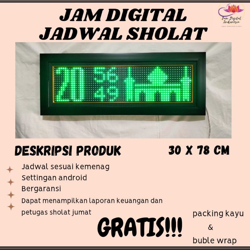 Jual Jam Digital Masjid Jadwal Sholat Running Text P10 30x78 CM ...