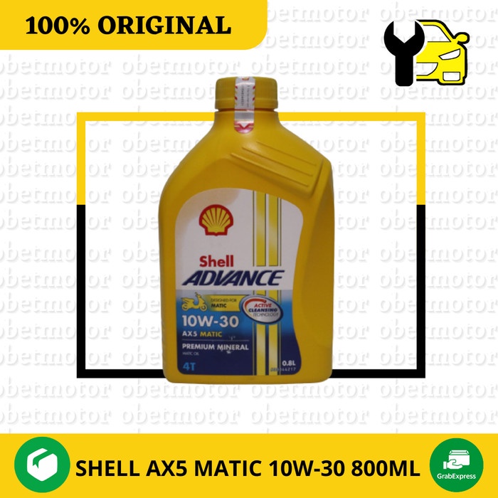 Jual OLI SHELL ADVANCE AX5 MATIC 10W-30 0,8L API SL JASO MB OLI SCOOTER ORIGINAL SHELL | Shopee ...