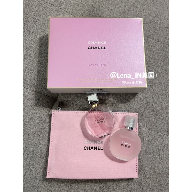 Jual Chanel Chance Eau Tendre EDP and Hair Mist Pouch Set (Chance Pink ...