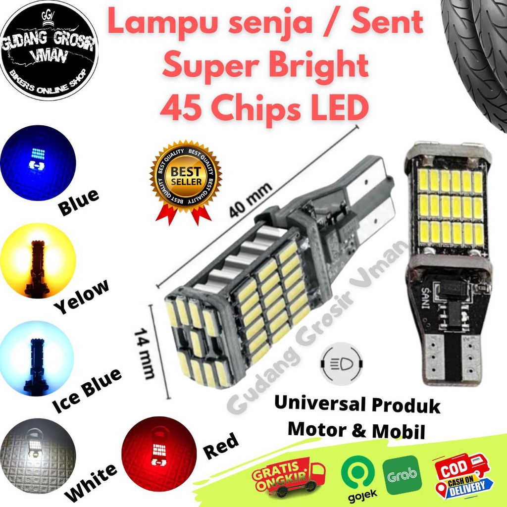 Jual Lampu Sen LED T10 Super Terang 45 Mata LED Lampu Sein Dajal Lamp ...