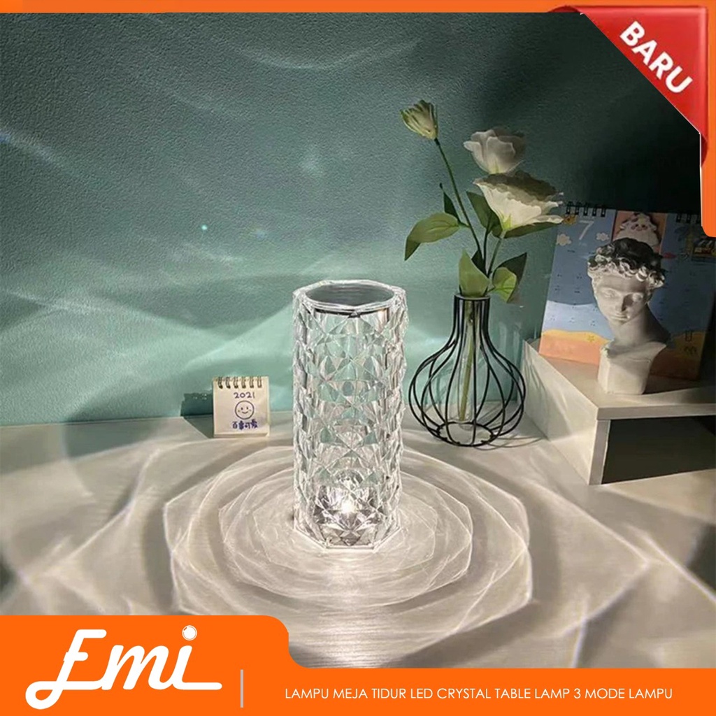 Jual Lampu Meja Tidur LED Crystal Table Lamp 3 Mode Lampu Wide Effect ...
