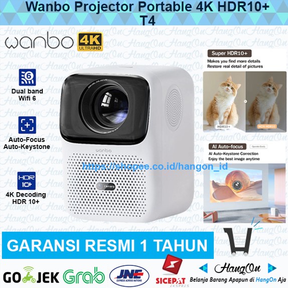 Jual Wanbo T4 Projector 1080p 450 ANSI Lumens Support 4K Proyektor ...