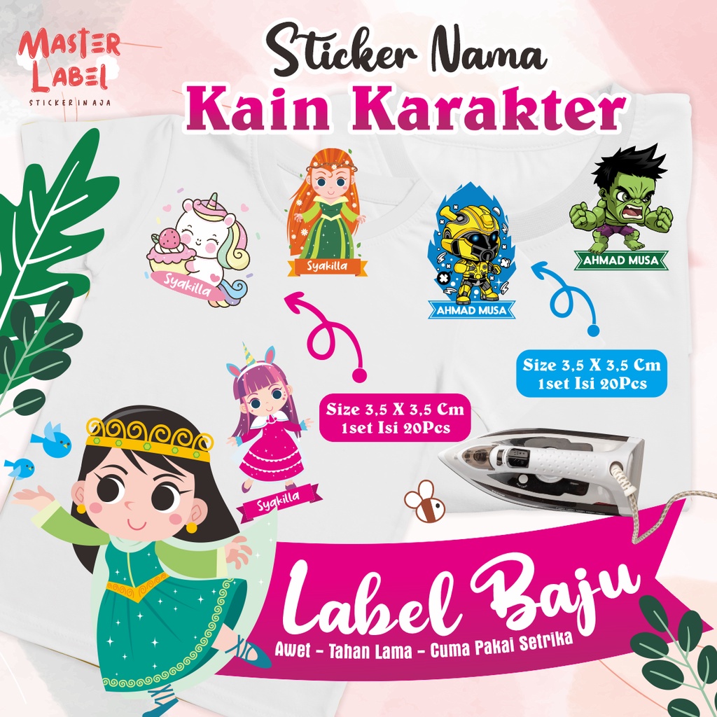 Jual Stiker nama kain A5 Part 1 Stiker Nama untuk baju/kain stiker kain ...