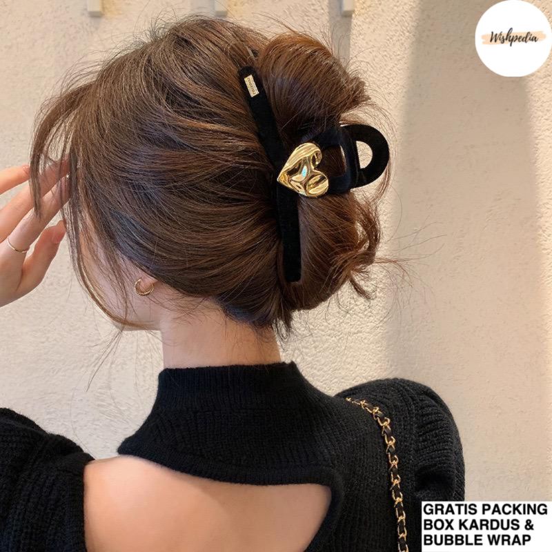 Jual hearty hair claw / jedai jumbo 10 cm bahan velvet / jepit rambut ...