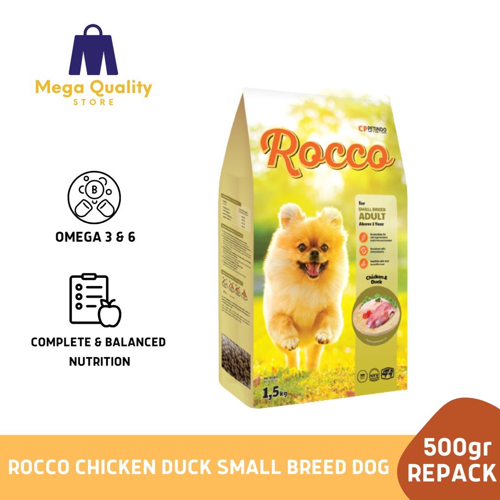 Jual Rocco Chicken Duck Small Breed Adult Dog Food Repack 500gr ...