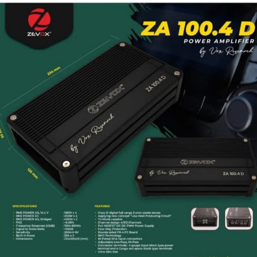 Jual power amplifier Zevox ZA 100.4D - Power Amplifier 4ch by vox ...