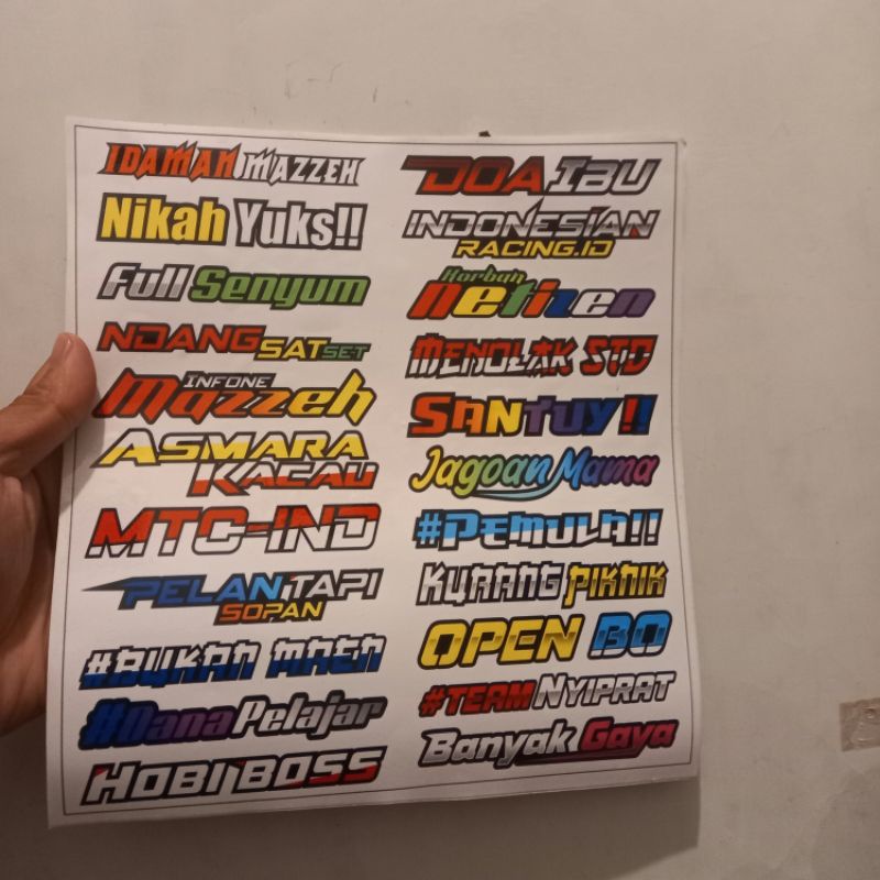 Jual Stiker Kata Kata Stiker Racing Stiker Motor Stiker Tangki | Shopee Indonesia