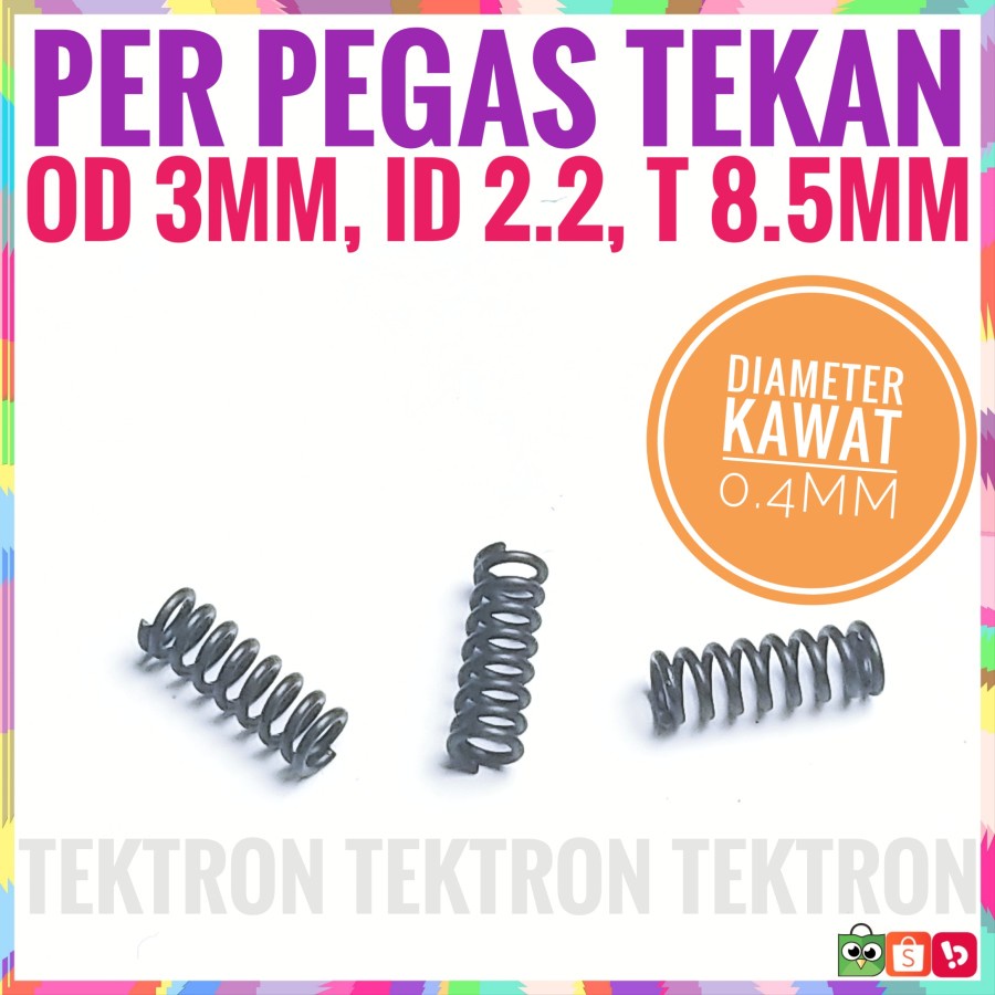 Jual Per Pegas Tekan Spring OD 3mm ID 2.2mm T 8.5mm D Kawat 0.4mm ...