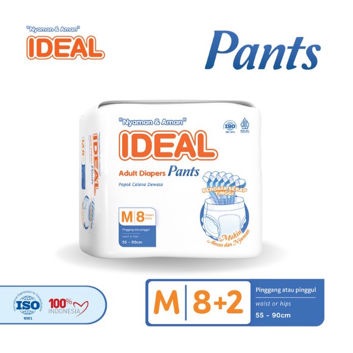 Jual IDEAL Popok Dewasa Tipe Celana size M8 +2 isi 10 Lembar Adult Diaper Pants | Shopee Indonesia