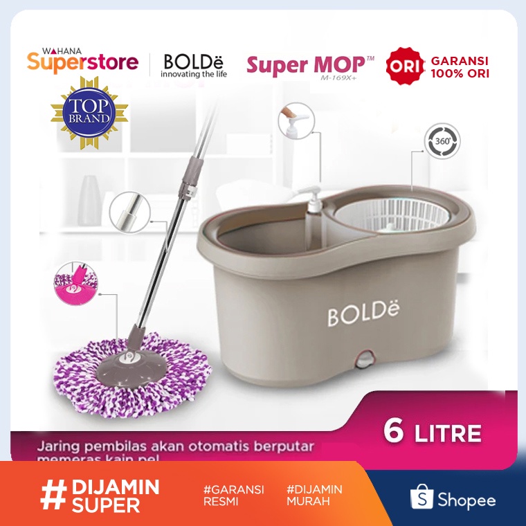 Jual Bolde Super MOP M-169X+ Beige / Kain Pel / Alat Pel Putar Spin Mop ...