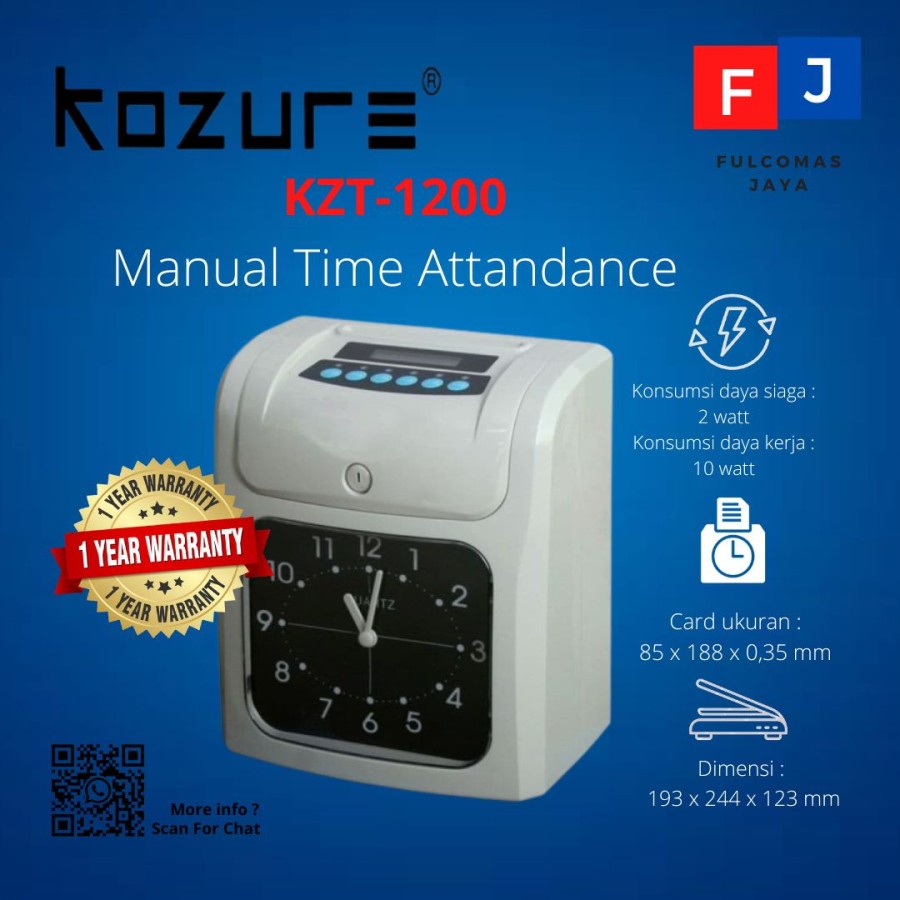 Jual MESIN ABSENSI KOZURE KZT1200 - ABSEN KARTU/CHECK CLOCK KZT1200 ...