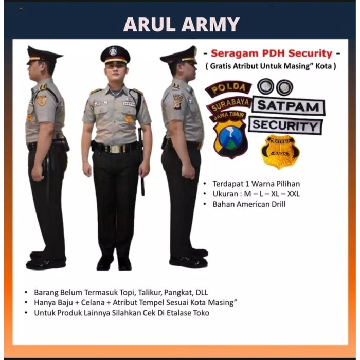 Jual baju seragam setelan pdh pdl security satpam keamanan safari terbaru - M | Shopee Indonesia