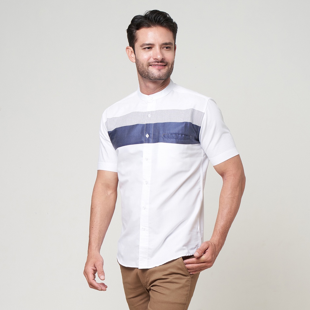 Jual RGB Clothing Company Kemeja Koko Pria Motif Salur Putih 2 Warna ...