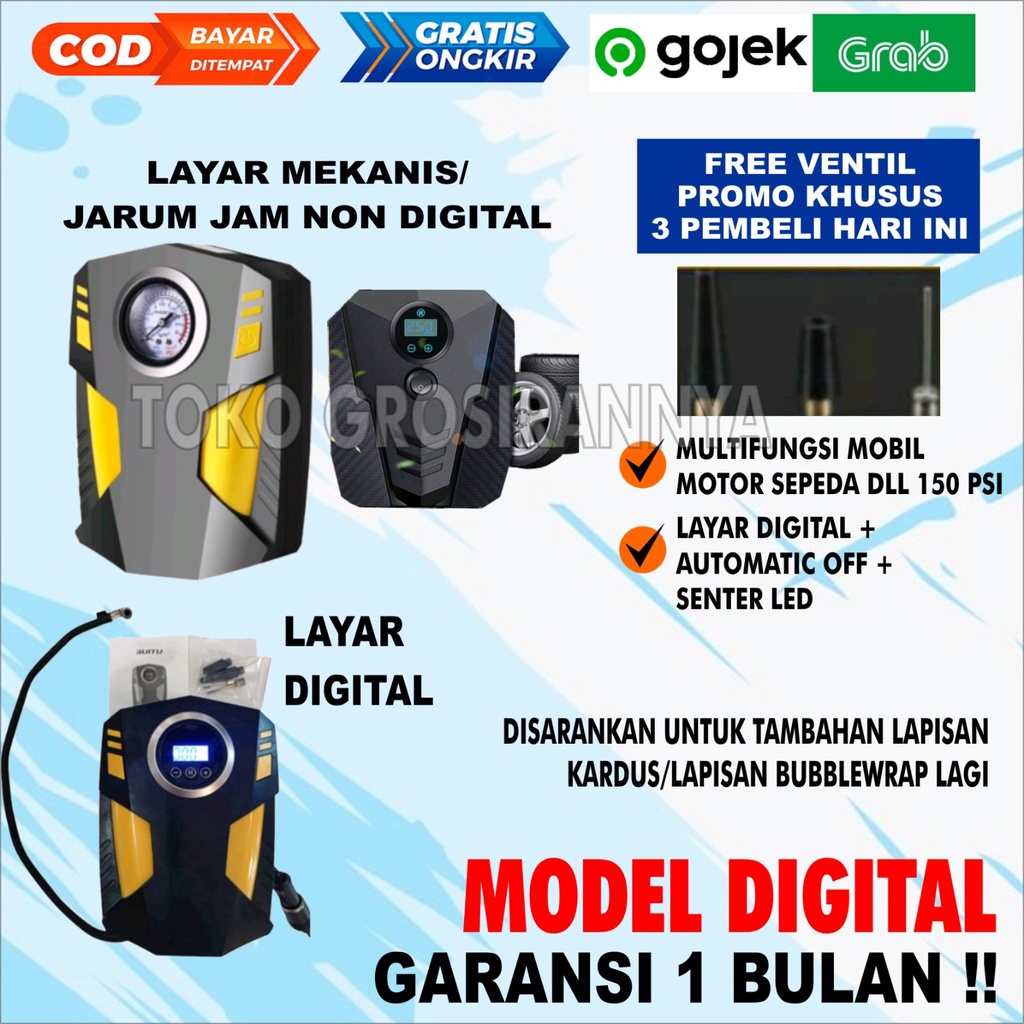 Jual POMPA BAN MOBIL ELEKTRIK PORTABLE MINI MULTIFUNGSI SEPEDA MOTOR ...