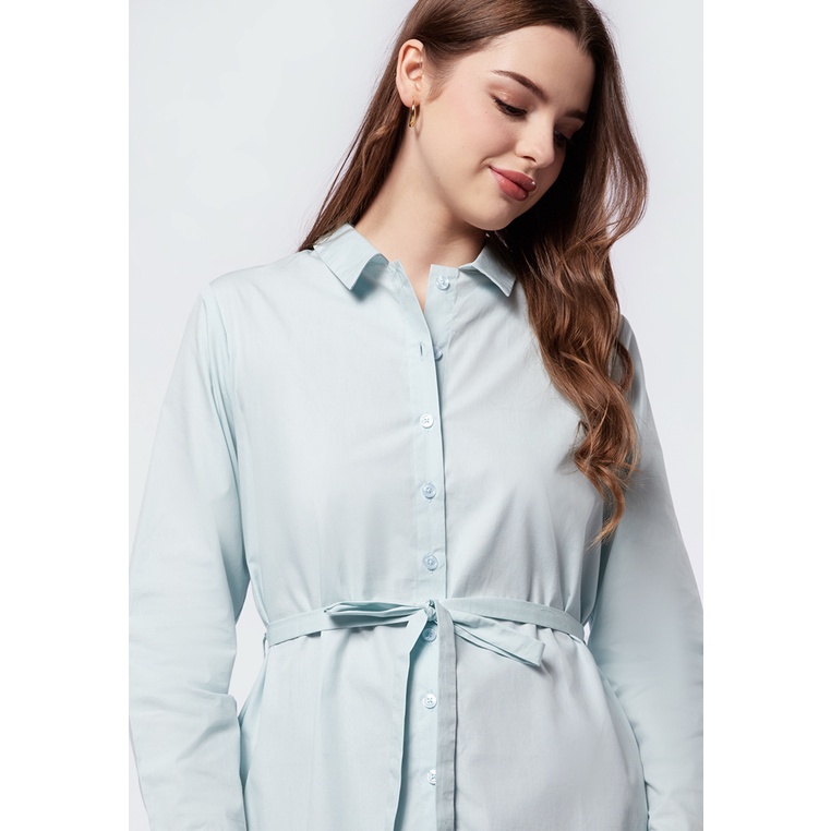 Jual Executive Belted Tunic with Back Slit Details Lt. Blue | Shopee ...