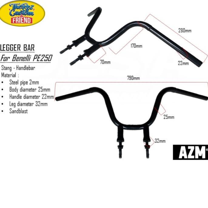 Jual Stang Custom Stang Motor Stang Benelli PE 250 Stang PE250 Legger Black | Shopee Indonesia