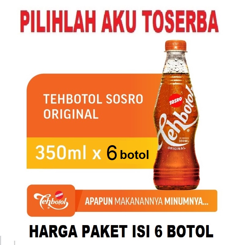 Jual Teh Botol Sosro PET Original 350 ml - ( HARGA 6 pcs ) | Shopee Indonesia