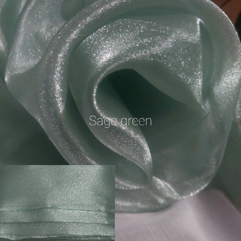 Jual kain organza pasir/crinkle metalik/sparle gliter/organza crystal ...