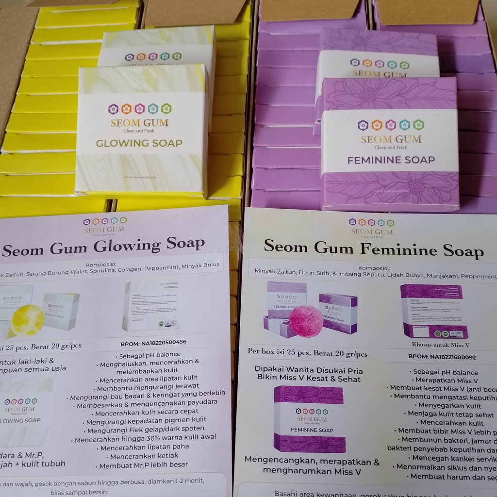 Jual 1 BOX 25 PCS SABUN SEOM GUM GLOWING / SEOM FEMININE ORIGINAL ...