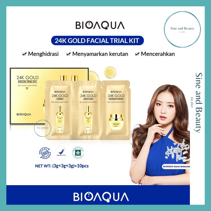 Jual BIOAQUA 24K Gold Facial Trial Kit Original (3g+3g+3g) ×10pcs ...