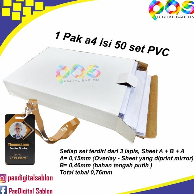 Jual Bahan Pvc ID Card uk A4, ( 1Pak IsI 50 set ) / PVC ID CARD ...