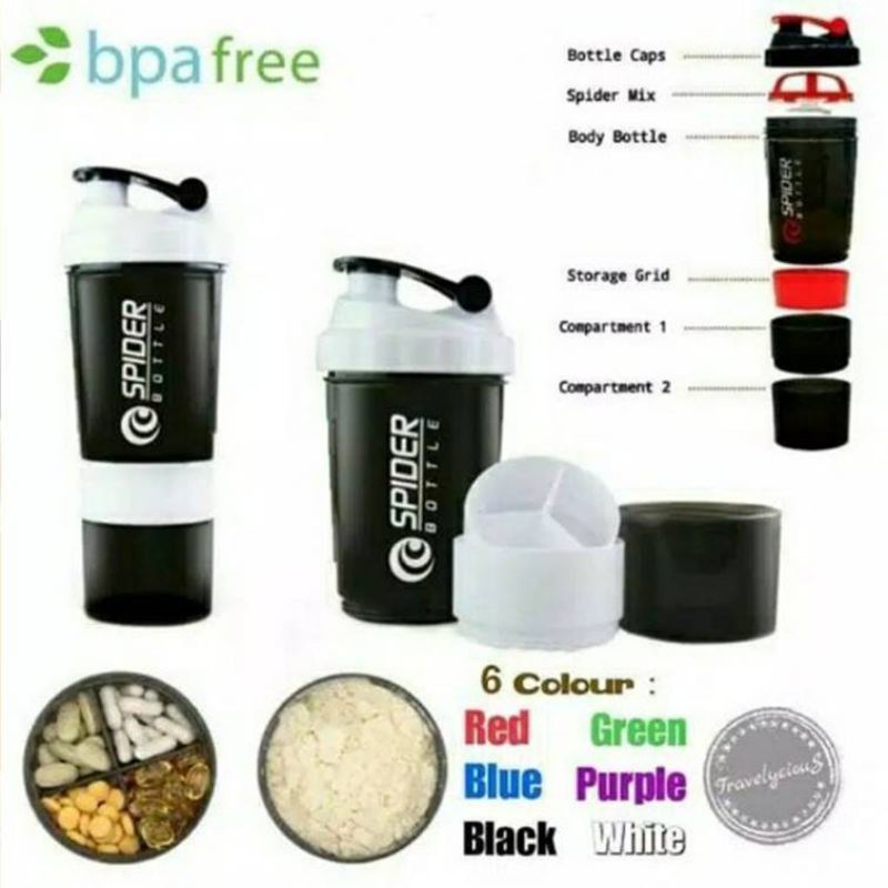Jual botol shake protein spider shaker 600ml | Shopee Indonesia